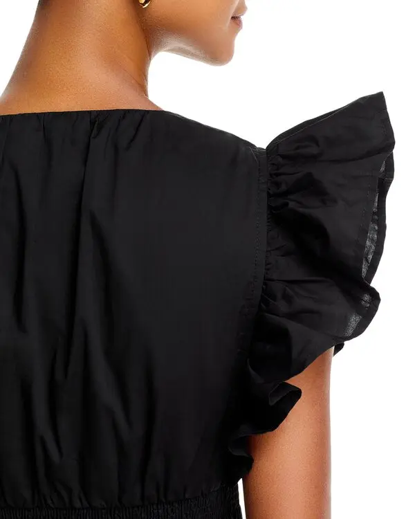Aqua Flutter Sleeve Mini Dress - Black