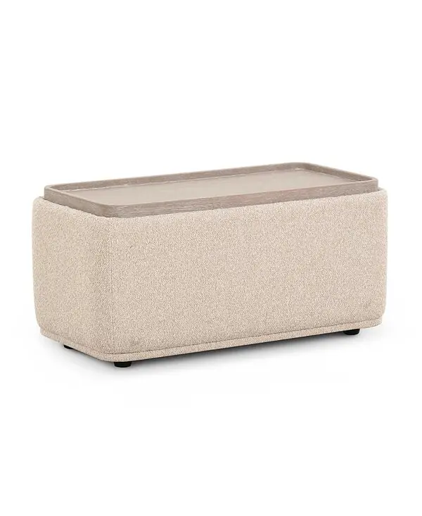TOV FURNITURE Sylvie Boucle Ottoman Table - Cream