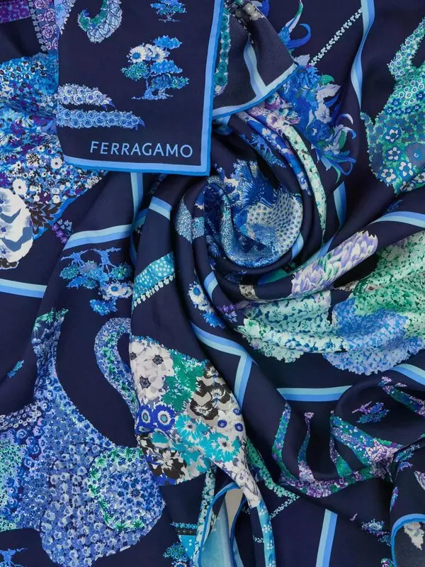FERRAGAMO Patchwork-print Silk Scarf