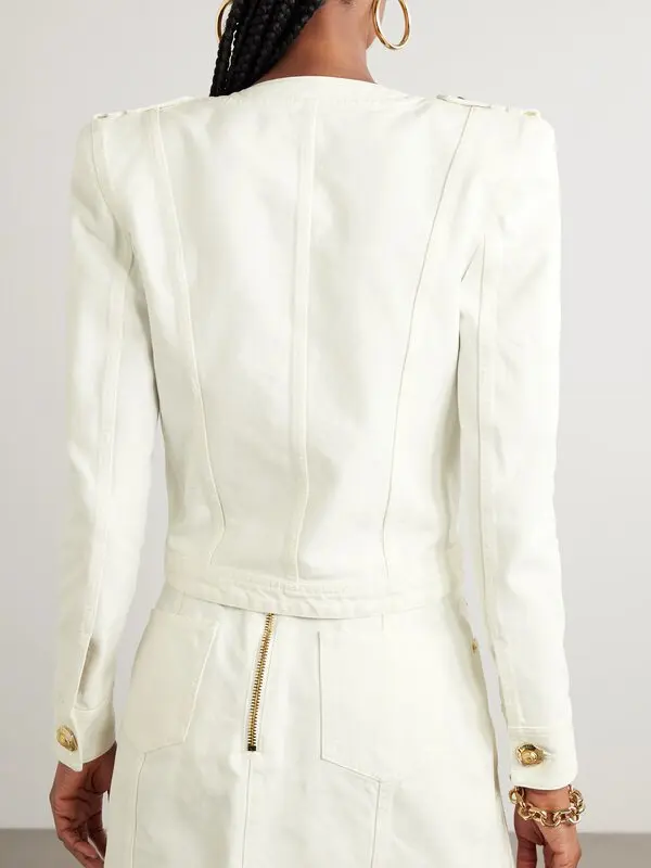 Balmain Cropped Button-embellished Cotton-canvas Jacket