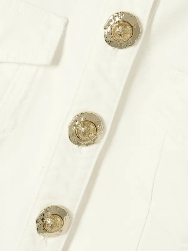 Balmain Cropped Button-embellished Cotton-canvas Jacket
