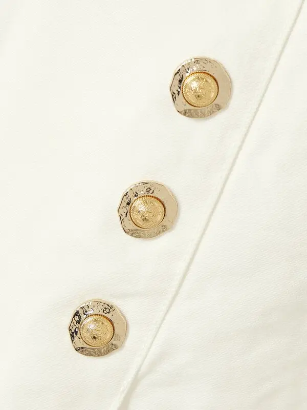 Balmain Embellished Pleated Cotton-canvas Mini Skirt