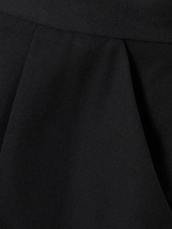 Balmain Pleated Grain De Poudre Wool Tapered Trousers - Black