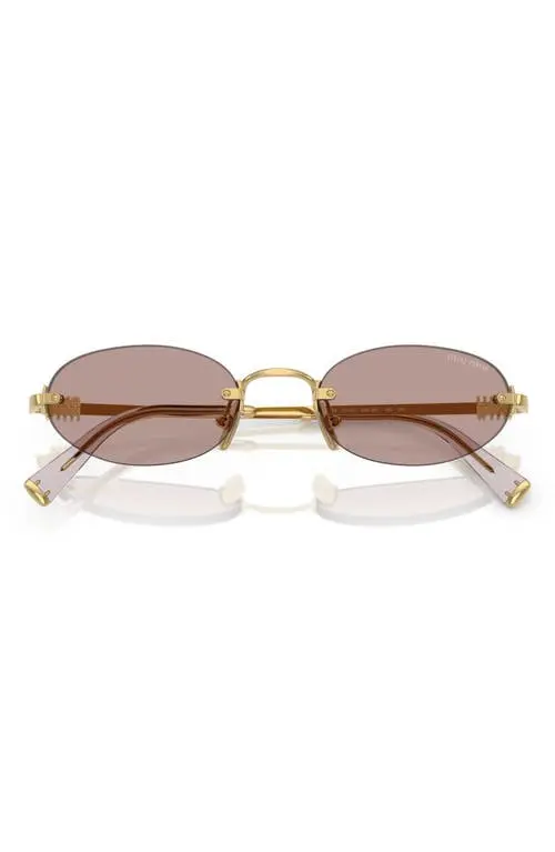 Miu Miu 51mm Rimless Oval Sunglasses - Gold