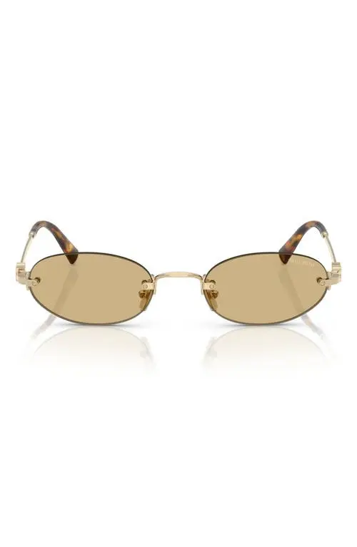 Miu Miu 51mm Rimless Oval Sunglasses - Pale Gold/ Yellow
