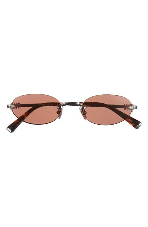 Miu Miu 51mm Rimless Oval Sunglasses - Silver/ Brown