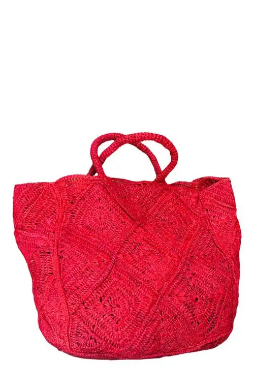 ZANATANY CONCEPTS Nico Raffia Tote Bag - Red