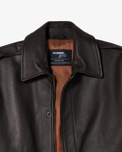 HOMMEGIRLS Leather Bomber Jacket