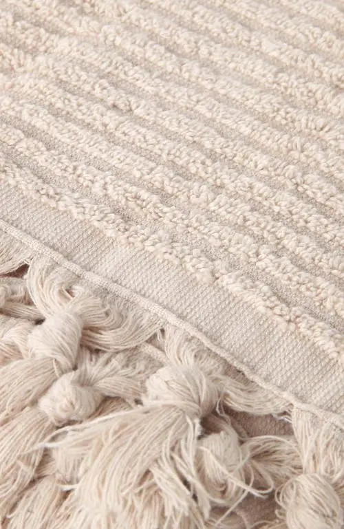 OLIVE & LINEN Ribbed Loom Turkish Cotton Terry Bath Towel - Light Gray