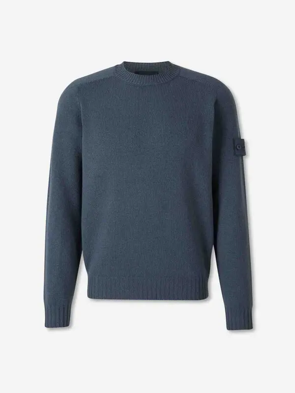 Stone Island Crew-neck Virgin Wool Sweater - Indigo Blue