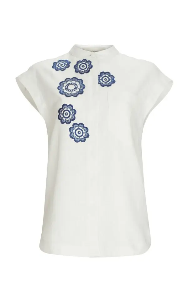 Silvia Tcherassi Adele Linen-cotton Top