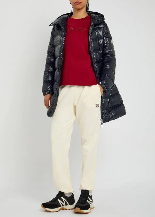 Moncler Glossed Shell Parka Coat - Navy