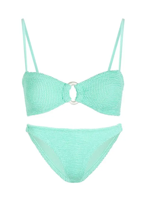 Hunza G Crinkle Bandeau Bikini With Hoop Detail - Mint