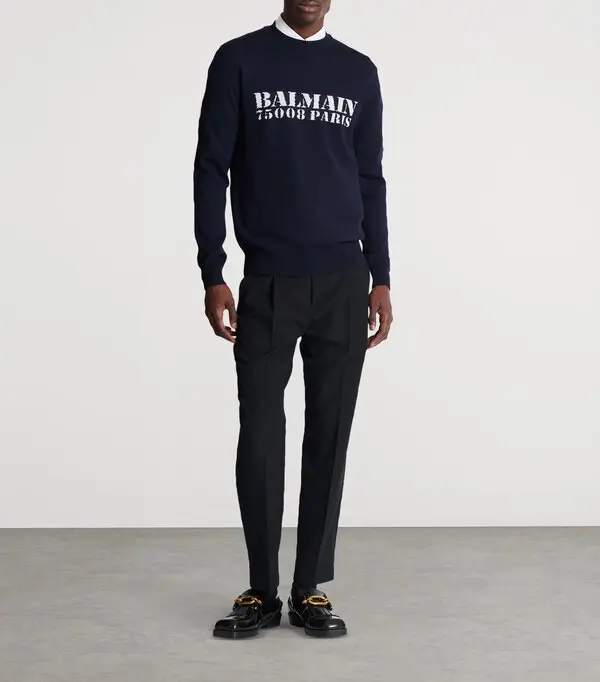 Balmain Merino Wool Logo Sweater