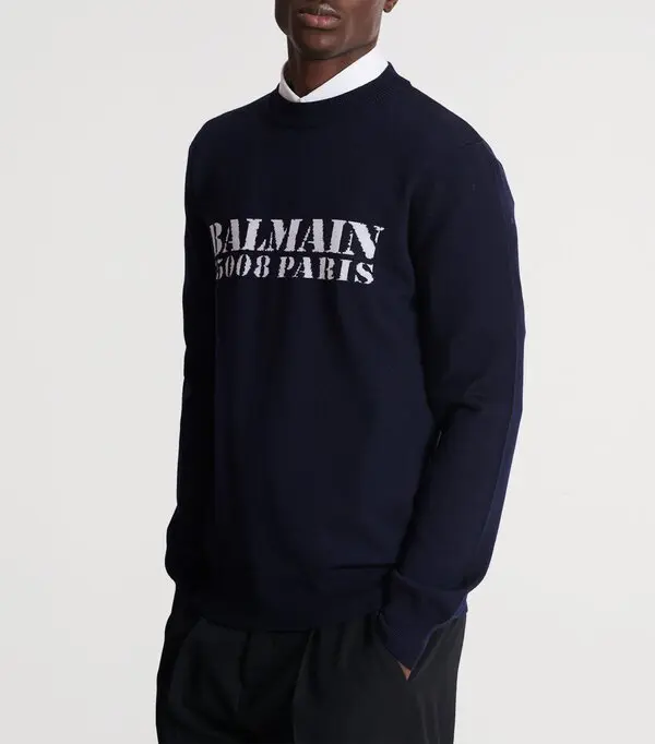 Balmain Merino Wool Logo Sweater