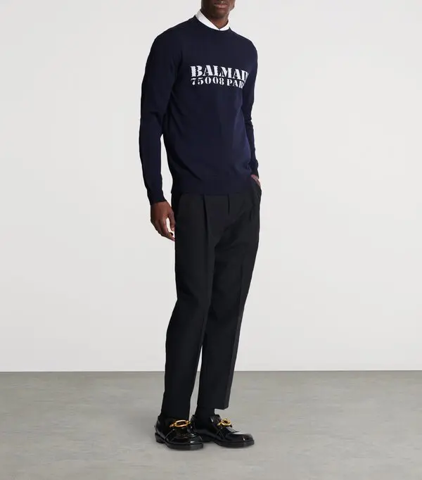 Balmain Merino Wool Logo Sweater