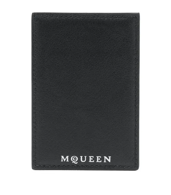 Alexander McQueen Leather Magnetic Card Holder - Black