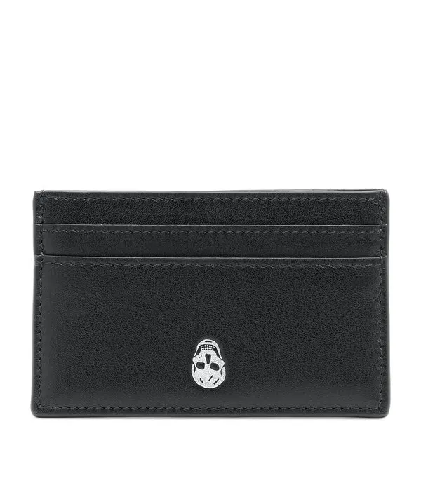 Alexander McQueen Leather Skull Card Holder - Black