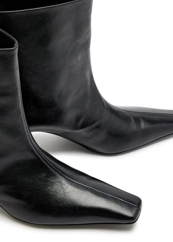 Khaite Ona 55 Leather Ankle Boots - Black