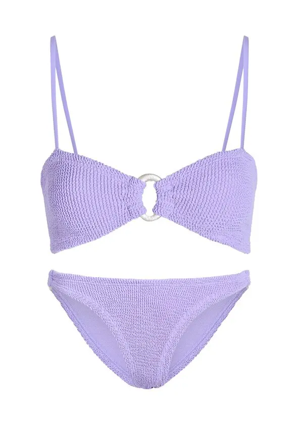 Hunza G Misty Crinkle Bandeau Bikini - Lilac