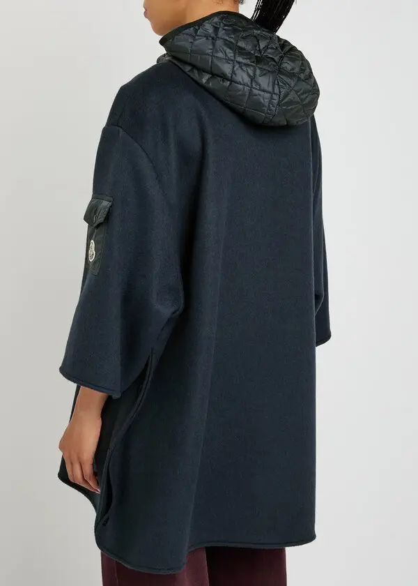 Moncler Hooded Wool-blend Cape Coat