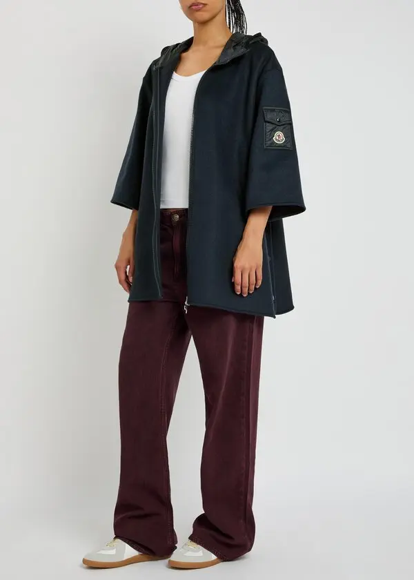 Moncler Hooded Wool-blend Cape Coat