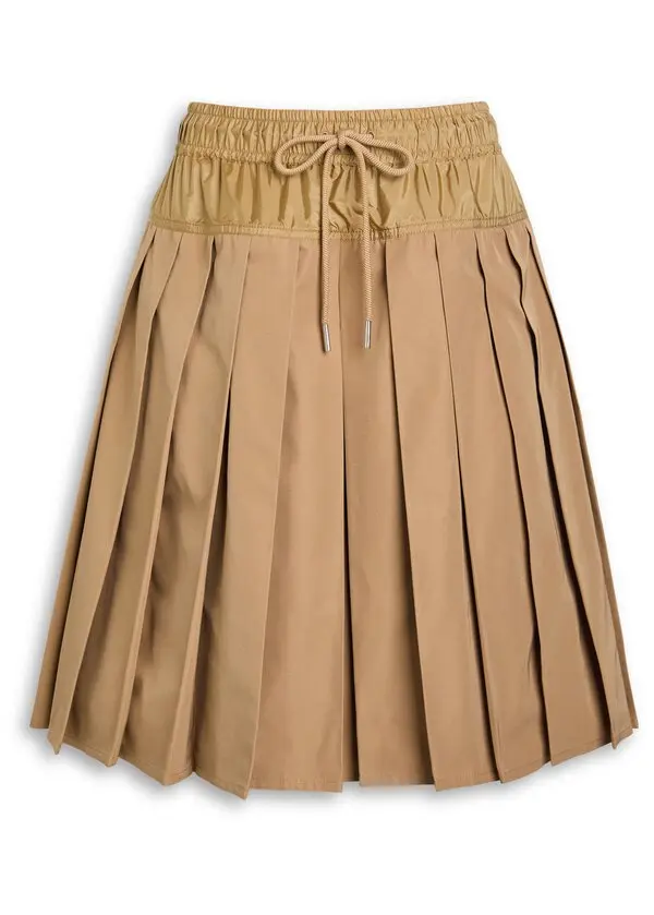 Moncler Pleated Woven Mini Skirt - Tan