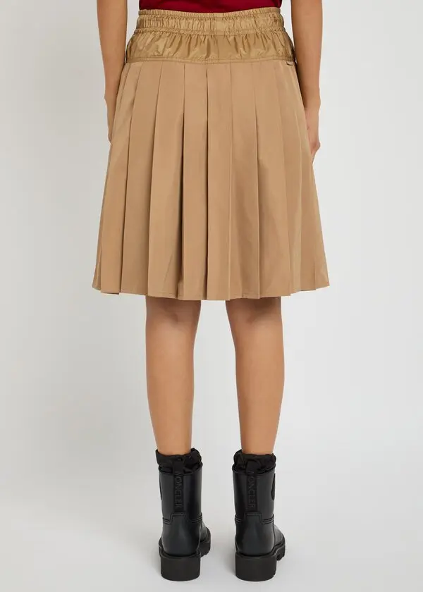 Moncler Pleated Woven Mini Skirt - Tan