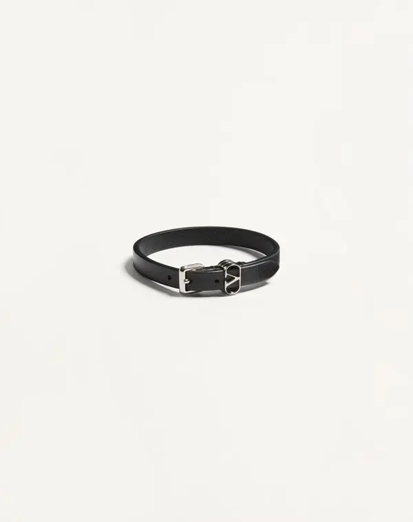 Valentino Garavani Ovalette Calfskin Bracelet - Black