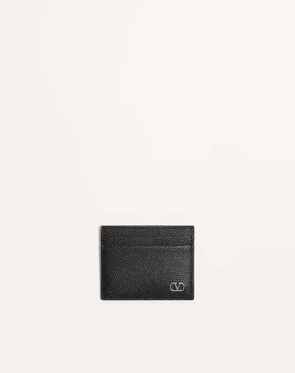 Valentino Garavani Vlogo Signature Cardholder In Grainy - Black