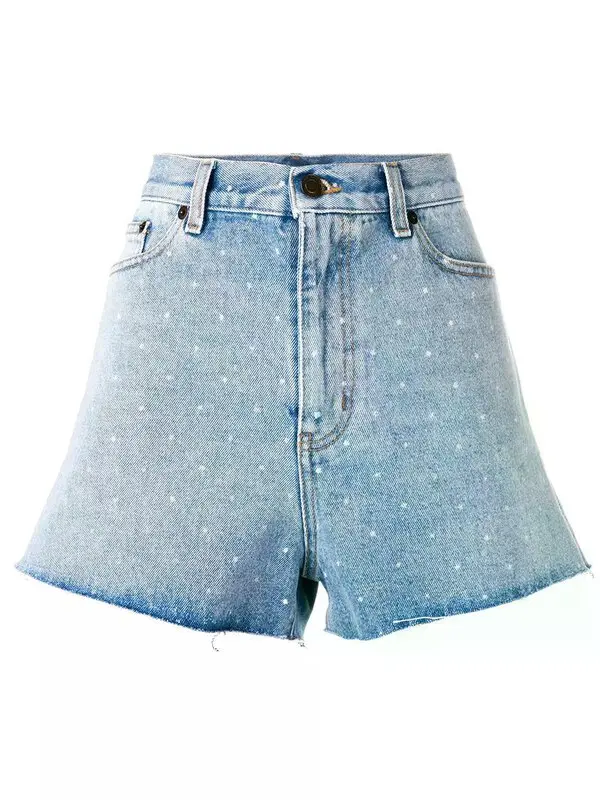 Saint Laurent Denim Shorts With Pin Spot Motif