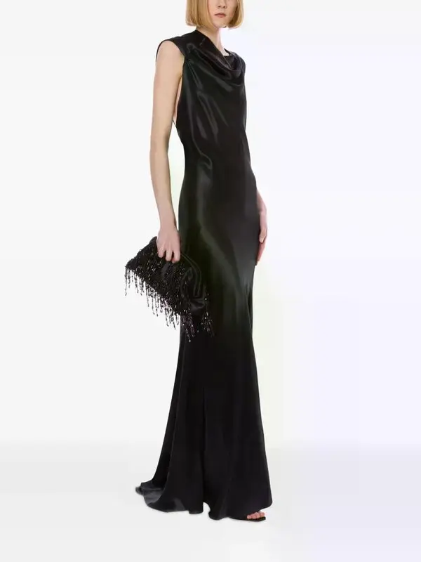 Alberta Ferretti Satin Long Dress - Black