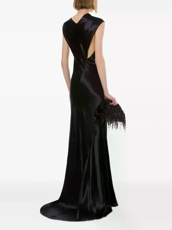 Alberta Ferretti Satin Long Dress - Black