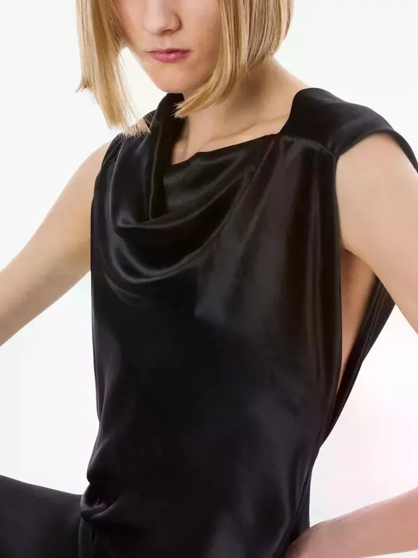 Alberta Ferretti Satin Long Dress - Black