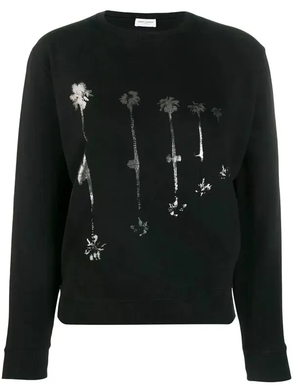 Saint Laurent Palm Tree Print Sweatshirt - Black