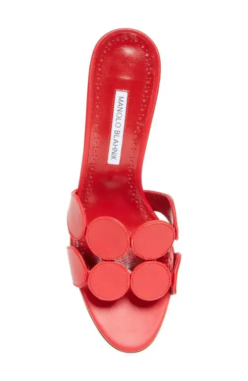 Manolo Blahnik Haribalmu Kitten Heel Sandal - Bright Red