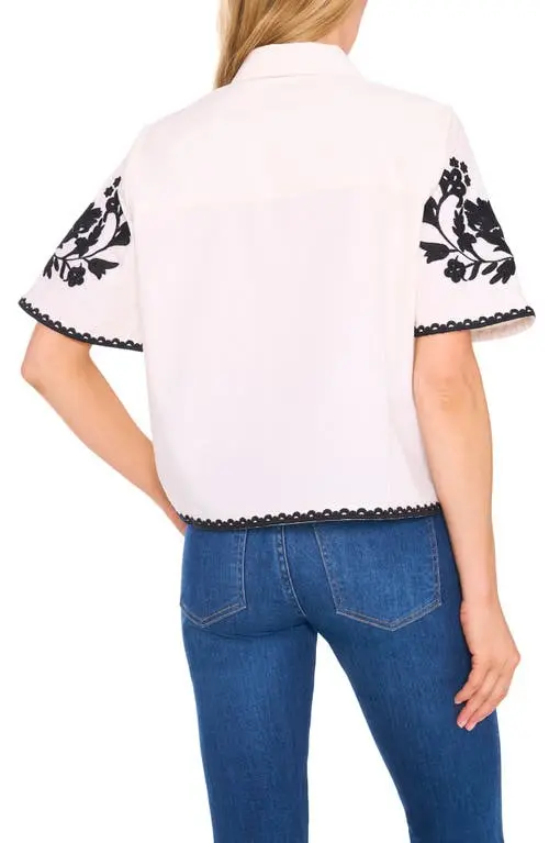 CECE DUPRAZ Embroidered Cotton Button-up Shirt