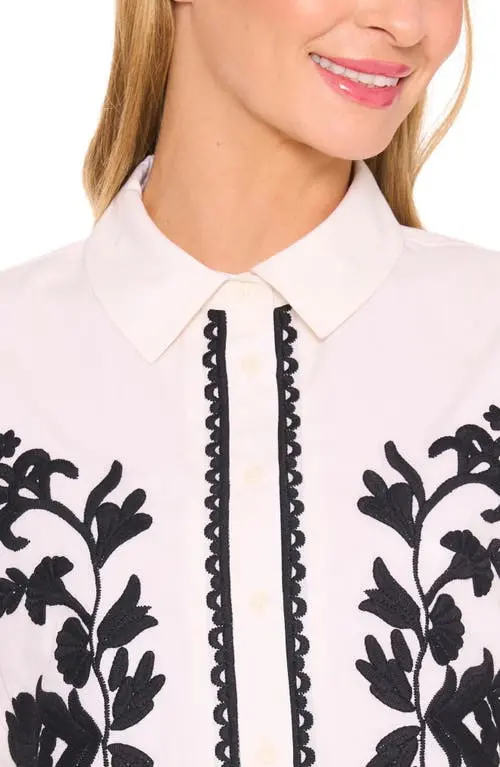CECE DUPRAZ Embroidered Cotton Button-up Shirt