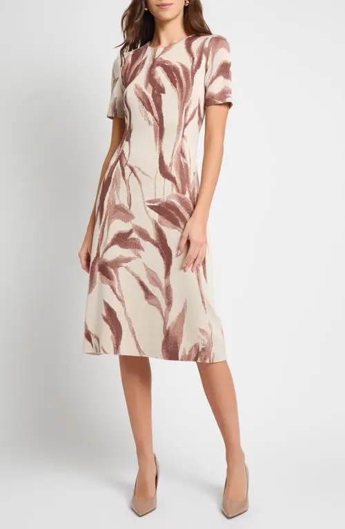 Misook Botanical Jacquard A-line Dress
