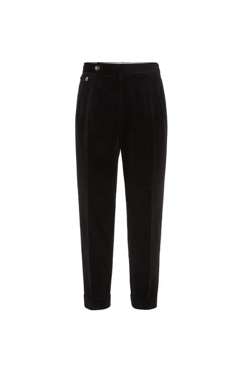 Brunello Cucinelli Trousers With Double Pleats And Tabs - Black