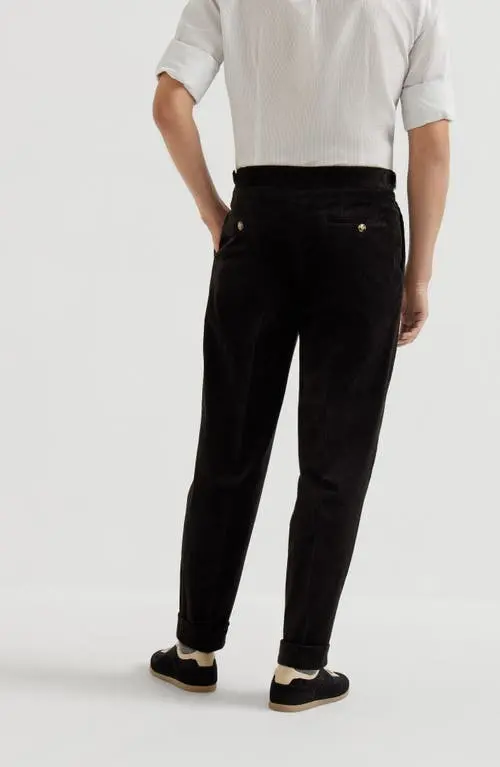 Brunello Cucinelli Trousers With Double Pleats And Tabs - Black