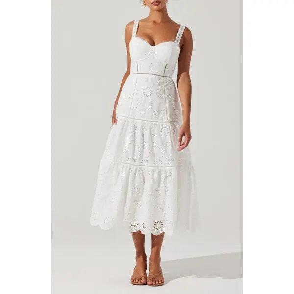 Astr The Label Eyelet Maxi Dress - White