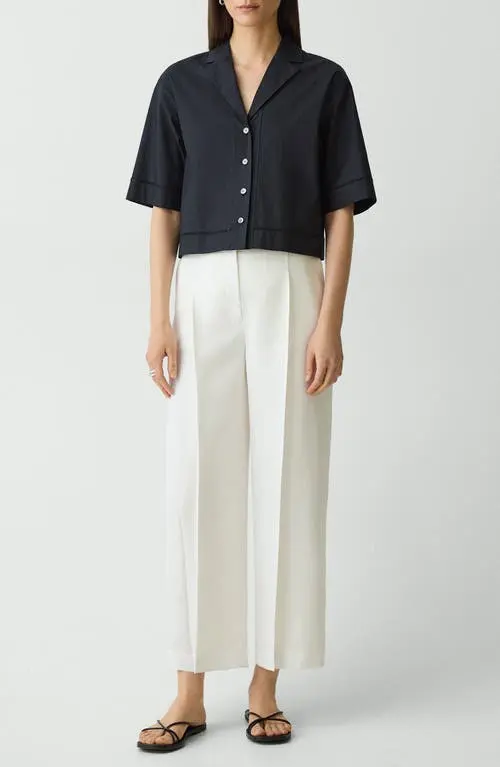 Theory Pleated High Waist Wide Leg Pants - Ivory