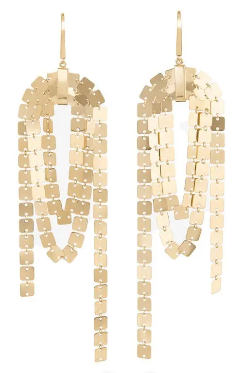 Lana Jewelry 14k Gold Laser Square Link Cascade Drop Earrings - Yellow Gold