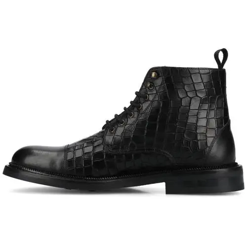 Taft Rome Leather Dress Boots - Croco/black