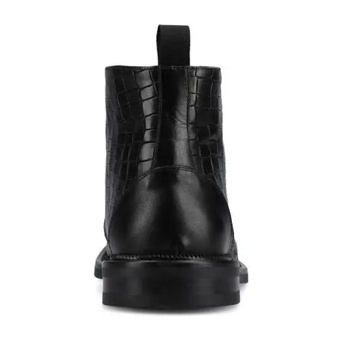 Taft Rome Leather Dress Boots - Croco/black