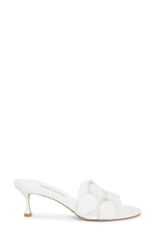 Manolo Blahnik Haribalmu Kitten Heel Sandal - White