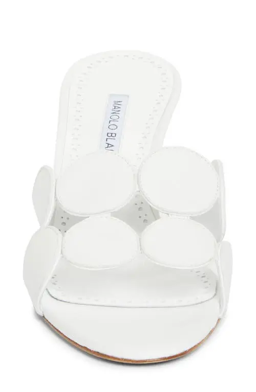 Manolo Blahnik Haribalmu Kitten Heel Sandal - White