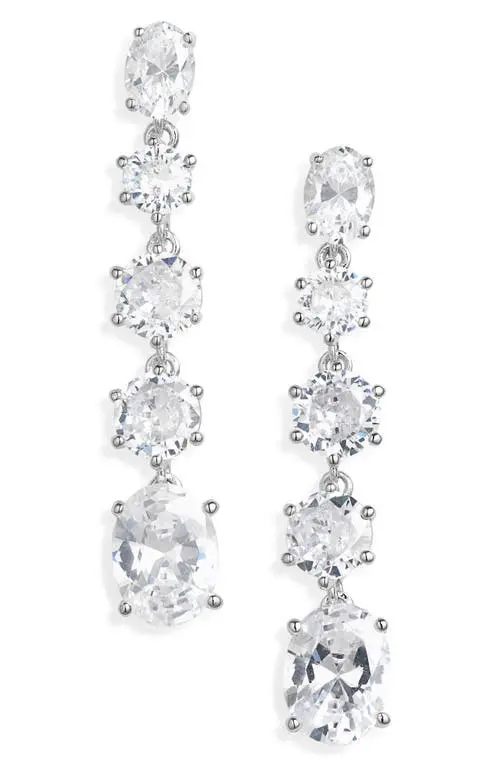 Nadri Natural Beauty Linear Drop Earrings - Rhodium
