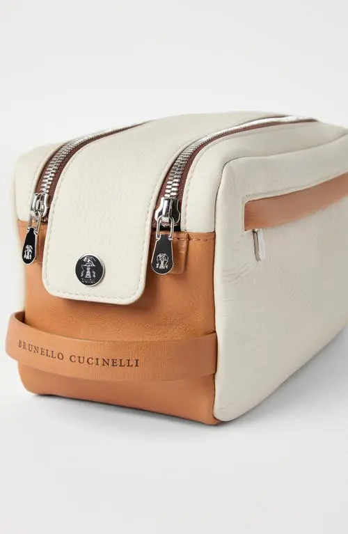 Brunello Cucinelli Vacchetta Leather Beauty Case - Off-white